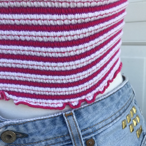 Vintage | Tops | Vintage Colorful Striped Ruffle Halter Top | Poshmark